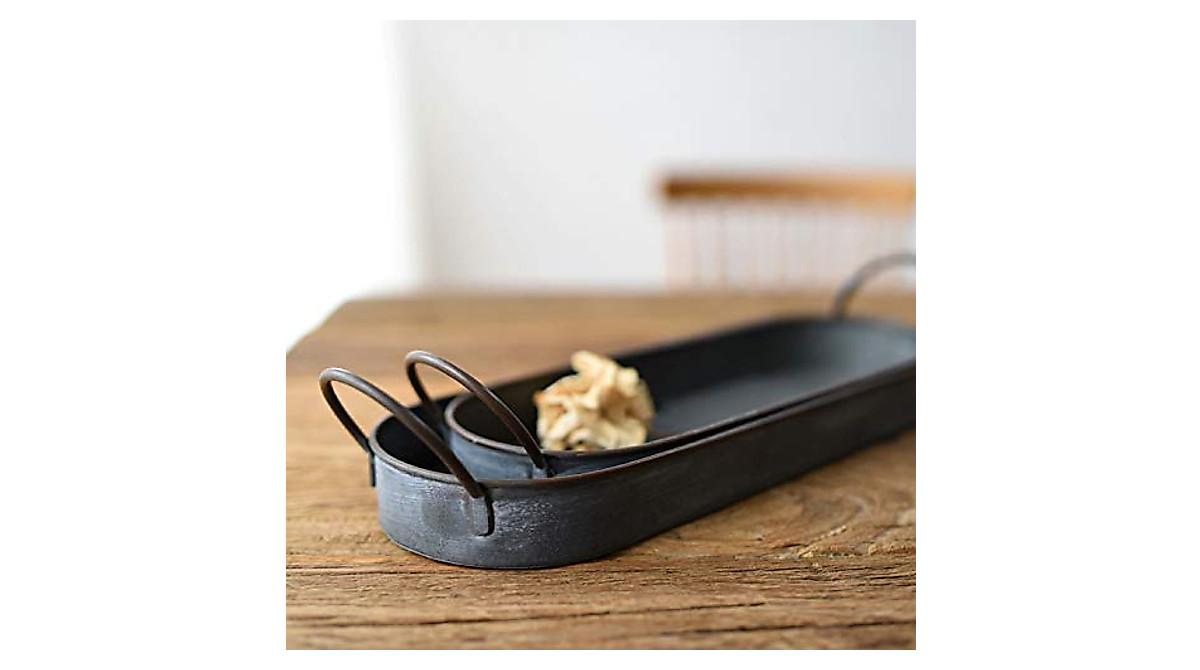 Rustic Galvanized Tray Set - Farmhouse Decor & Versatile Serving Trays