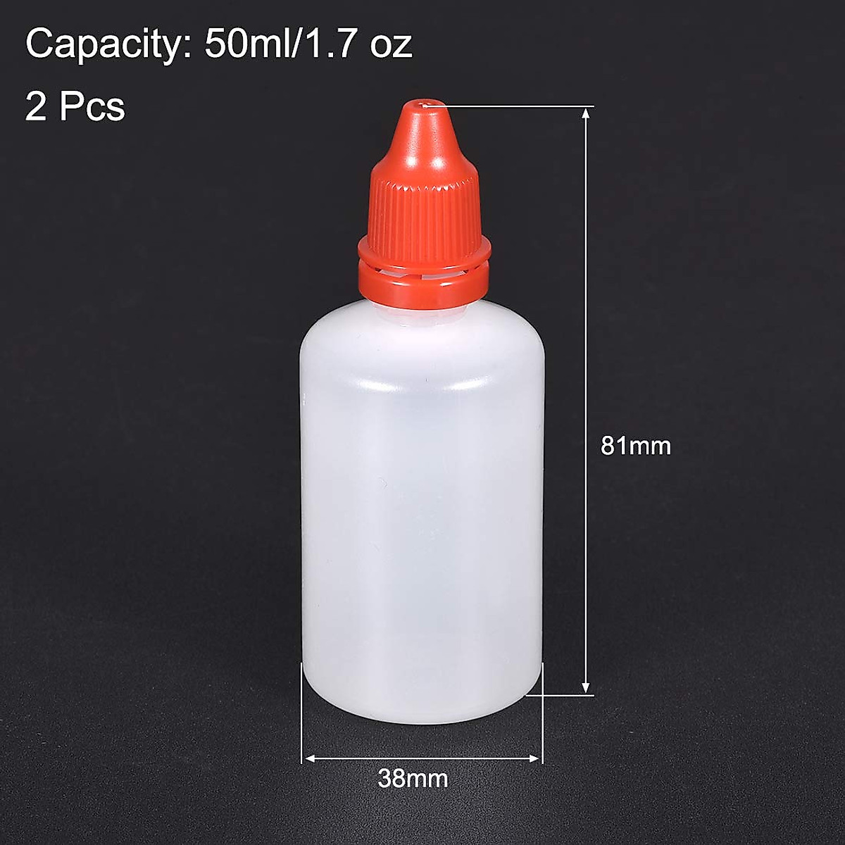 uxcell Plastic Dropper Bottles, 50ml/1.7 oz Empty Squeezable Dropper Bottle with Cap, White/Red, Pack of 2