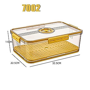 TIMLUX TaoHuaDao 1.5L-7L Stackable Refrigerator Storage Bins Food Grade Containers Kitchen Organizer Box with Lid Drainboard Timer Clear Large (Color : 7002-01)