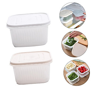 HOLIDYOYO 4pcs Box Double Layer Crisper Onion Fresh-keeping Case Containers with Strainer Basket Food Containers Fridge Food Container Draining Crisper Fruit Strainer Ginger Drain Crisper or