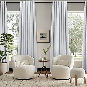 INOVADAY White Blackout Curtains 84 Inches Long, Lightweight Room Darkening Curtains for Bedroom Living Room Grommet Top Black Out Window Drapes - Greyish White, W50 x L84, 2 Panels Set