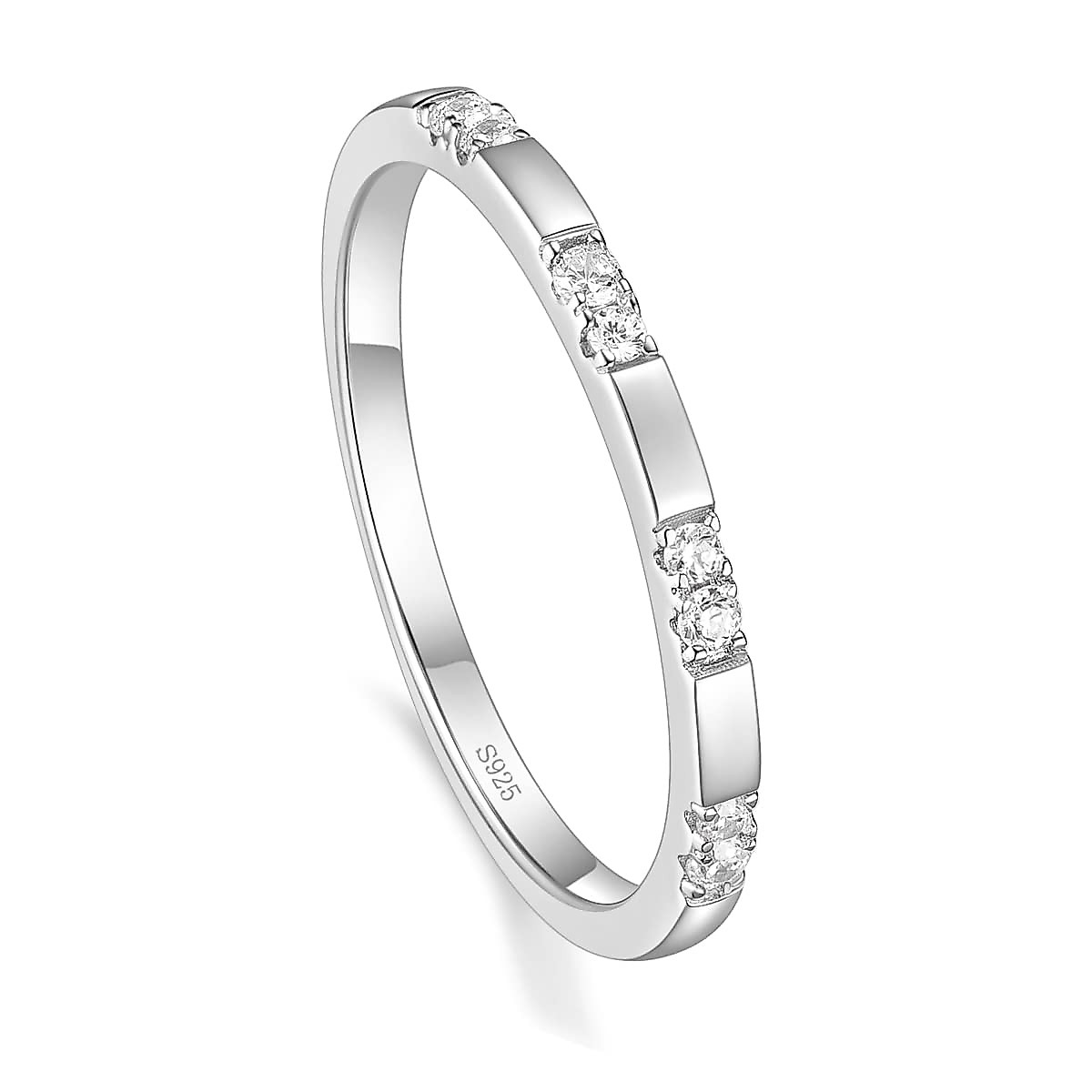 Arvaleff 925 Sterling Silver Rings for Women Wedding Band Cubic Zirconia Engagement Eternity Ring Thin Stackable Comfort Fit Size 11