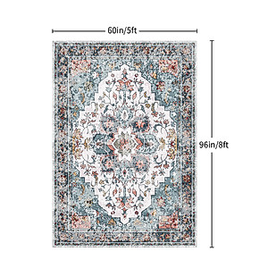 NEOCOZY 5x8 Vintage Rug,Washable Rug, Antique Collection Area Rug, Stain Resistant Rugs for Living Room Bedroom Dining Room