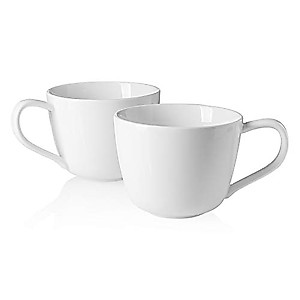 Sweese Soup Mugs - Coffee Mugs 17 Ounce Porcelain Jumbo Mugs for Coffee, Tea, Soup, Ice Cream, Cereal, Set of 2, White No. 620.201