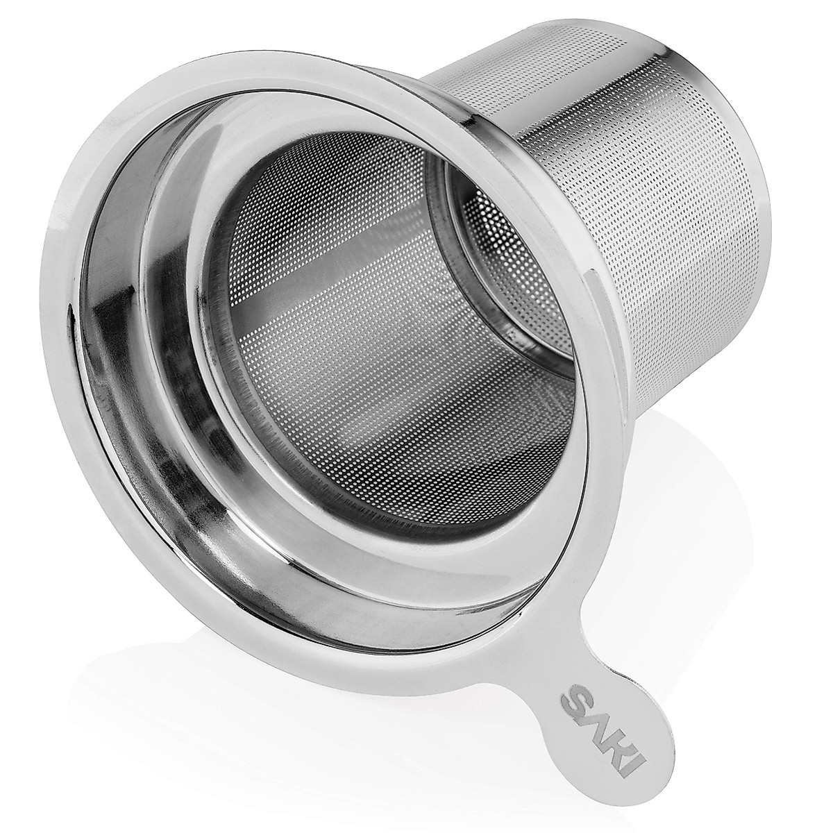 SAKI Large Porcelain Teapot, 48 Ounce Tea Pot with Infuser, Loose Leaf and Blooming Tea Pot - White