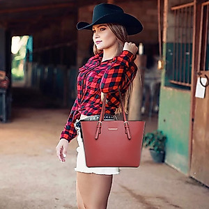 2pcs Tote Handbag Purse Set for Women Large Fashion Satchel Shoulder Laptop Bag MWC2-H030RD