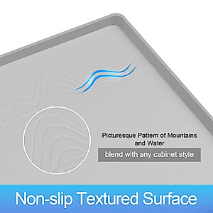 Tullyllify Under Sink Mat 22x34, Silicone Under Sink Mats for Kitchen Waterproof, Under Kitchen Sink Mat with Lip, Under Sink Liner Tray, Kitchen Under Sink Organizers and Storage, Light Grey