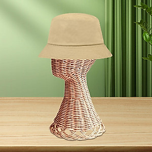 Generic Mannequin Head Hat Display Stand Professional Tall Rattan Hat Rack Wig Stand for Hairpieces Headsets Headphones Barber Salon Shop
