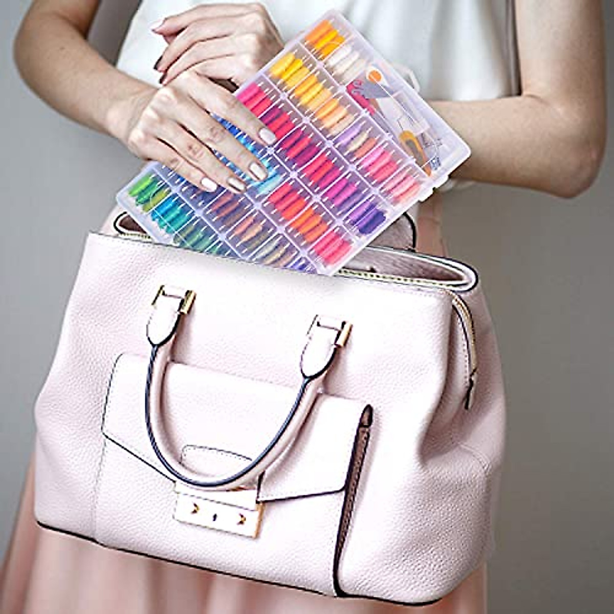 Peirich Embroidery Floss Cross Stitch Supplies, Friendship Bracelets String Kit Embroidery Floss Kit Cross Stitch Kits with Organizer Box Cross Stitch Tools - Gift for Halloween Christmas Birthday