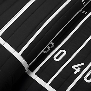 Lush Decor American Football Reversible Oversized Kids 5 Piece Quilt Set, Full/Queen, Black & Navy