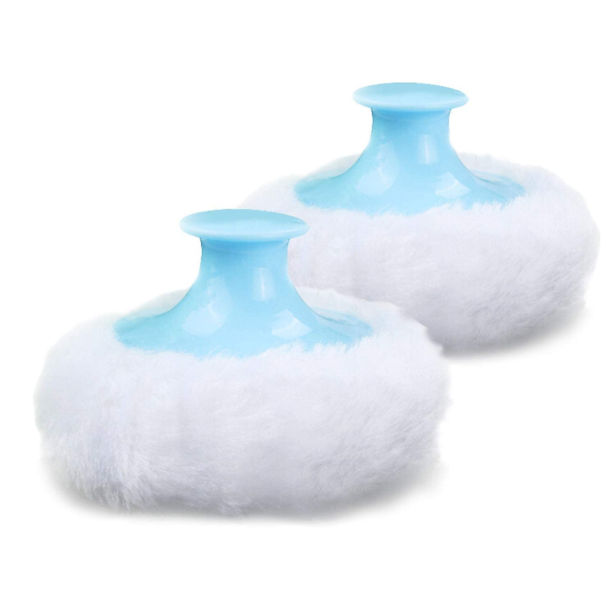 2 Large Fluffy Powder Puff, Body Cosmetic Powder Puff, Soft Face Body Powder Puff for Baby& Kid& Adult (3.2 Inch with Hand Holder, Blue)