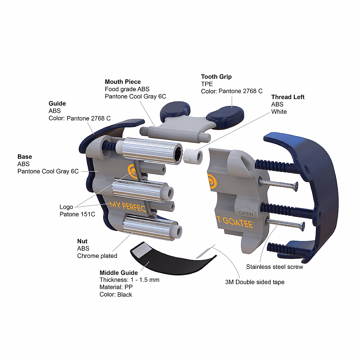 My Perfect Goatee® Shaving Template - Create a Perfectly Shaped Goatee Every Time - Adjustable Reduces Shaving Time - Shape Goatee and Circle Bead (Version 1.1)