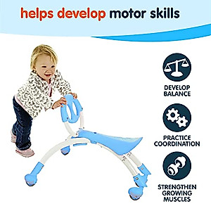 YBIKE Pewi Walking Ride On Toy - from Baby Walker to Toddler Ride On for Ages 9 Months to 3 Years Old, YPIW3, Blue