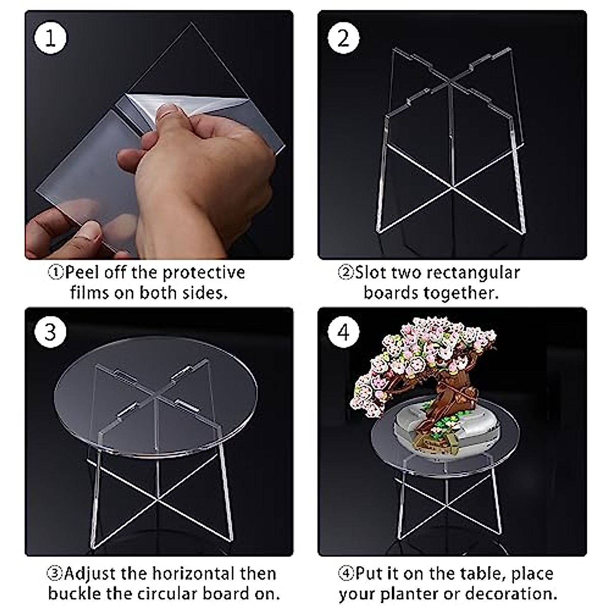 YourGift 6 inches Mini Plant Stand Indoor, Acrylic Planter Stand for Indoor Plants, Desktop Round Plant Holder Shelf for Flower Pots Table Display Rack for Event Decor (Clear)