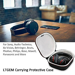 Hard Headphone Case for Sony, Beats, JBL, OneOdio, Soundcore Anker Life Q20, M-Audio HDH40, Bose, Audio-Technica, AKG, Behringer, Philips - Travel Protective Carrying Storage Bag(Black+Grey)