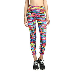 Bblulu Womens High Waist Yoga Pants Colorful Knitted Printed Tighs Workout Athletic Running Compression Exercise Gym Leggings