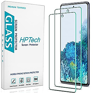 HPTech (2 Pack) Designed for Samsung Galaxy S20 FE, Galaxy S20 FE 5G, Galaxy S20 FE 5G UW Tempered Glass Screen Protector, 9H Hardness, Support Fingerprint Reader, Case Friendly
