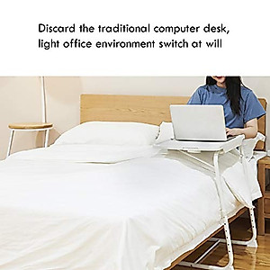 Liftable Laptop Table Bedside Study Wirting Table Student Dormitory Computer Table Height Adjustable for Small Space (White)