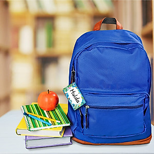 36 Set Kids Tags Personalized Waterproof Name Tag Reusable Backpack Tags Plastic Writable Child Id Bag Tags with Chain Attachments Name Labels for School Luggage Lunch Box Ocean Dinosaurs Jungle