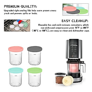 Containers Replacement for Ninja Creami 4 Pack Ice Cream Containers Sealed Creami Containers with Lid Pints Containers Compatible with NC301 NC300 NC299AMZ