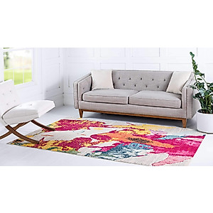 Unique Loom Estrella Collection Distressed, Colorful, Abstract, Modern Area Rug, Rectangular 7' 0" x 10' 0", Multi/Beige