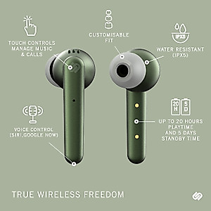 Urbanista True Wireless Earphones 20H Playtime Wireless Charging Case and Bluetooth 5.0, Noise Cancelling Earphones with Touch Controls + Built-in Mic, Compatible with Android and iOS - Paris, Green