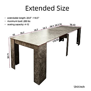 MOSAMNI Extendable Dining Table, Multifunctional Folding Console Tables, Modern Rectangular Wood Kitchen Table, Super Long Conference Meeting Table for Home Office Computer Table