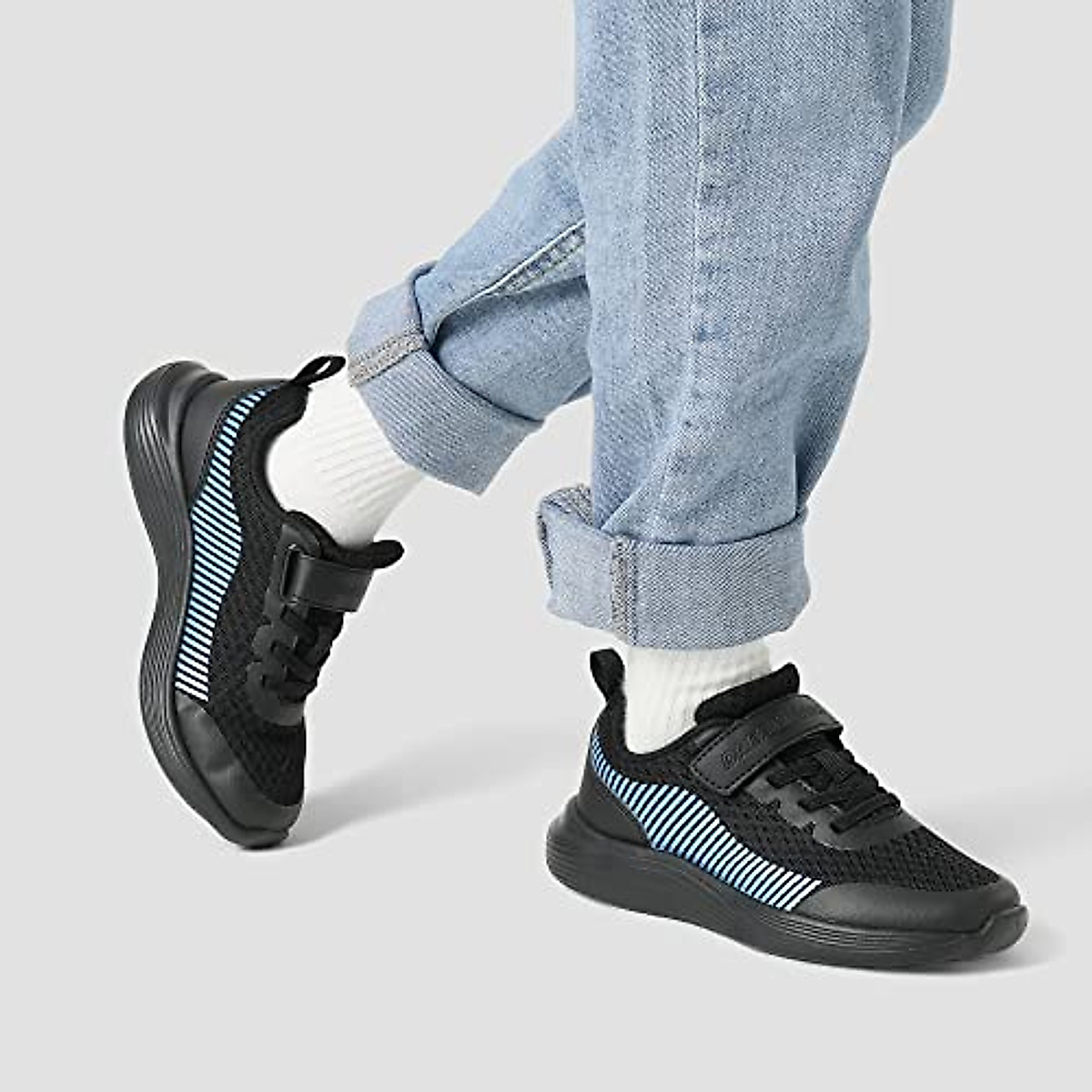 DREAM PAIRS Kids Shoes Boys Girls Tennis Running Sports Athletic Sneaker Black/Blue Size 2 Little Kid SDRS2210K