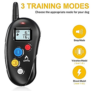 PATPET Dog Training Collar with Remote - Rechargeable Shock Collar for Medium Large Dogs 1000Ft Remote Range 3 Training Modes