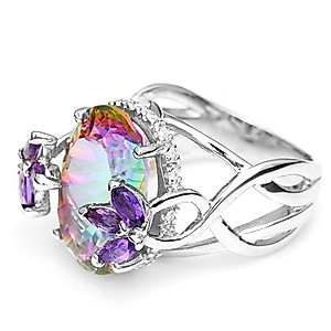 2000s Rings Rings Jewelry Wedding Design Band Anniversary Color Gift Engagement Diamond Rings Silver Rings with Stones (E, One Size)