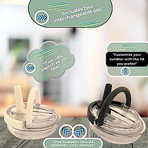 WILANKAR Tumbler 40oz Water Bottle with Lid, Handle & Flip Straw – Leakproof, Cup Holder-Friendly Travel Cup, Insulated Stainless Steel, Dishwasher-Safe, BPA-Free (Cream)