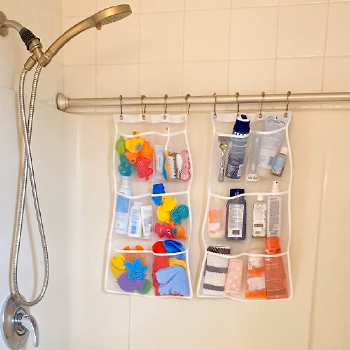 Evelots 2 Pack Shower Caddy/Organizer-Mesh-6 Pockets-Shampoo/Soap/Razor/Baby Bath Toys-Quick Dry