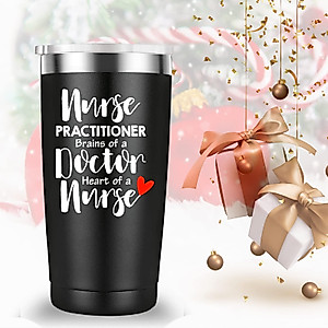 Nurse Practitioner Brains Of A Doctor, Heart Of A Nurse Travel Mug Tumbler.Nurse Practitioner Gifts for Friend Daughter Men Women.Nurse Appreciation,Nursing School Graduation Gifts.(20 oz Black)