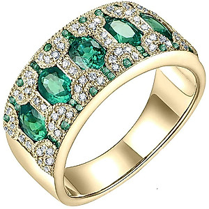 Lanmi 14k Rose White Yellow Gold Beautiful Natural Emerald Sapphire Ruby Engagement Rings Wedding Band for Women Promotion