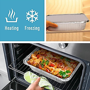 JIUMO 8" Aluminum Pans with Lids Disposable Foil Pans,Tin Foil Pans with Covers, Square Baking Pans for Broiling,Toaster Oven,Meal Prep, Roasting,Take Out,Storage Food |20 Pack (8" X 8" With Lids)