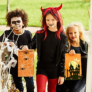 Halloween Treat Bags - 24 PCS Halloween Party Favors,Halloween Goodie Bags with Halloween Stickers for Kids | Halloween Candy Bags - Trick or Treat Bags,Mini Paper Gift Basket- Halloween Decorations Crafts Party Supplies