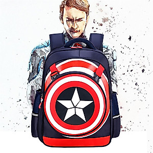 Yunniel Kids Backpack Children School Bag Comic Waterproof Book Bag Travel Bag for Boys, Navy, Large