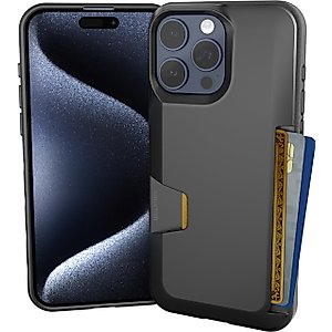 Smartish iPhone 15 Pro Max Wallet Case - Wallet Slayer Vol. 1 [Slim + Protective] Credit Card Holder - Drop Tested Hidden Card Slot Cover Compatible with Apple iPhone 15 Pro Max - Black Tie Affair