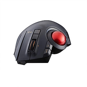 ELECOM EX-G Pro Trackball Mouse, Wired, Wireless, Bluetooth, Thumb Control, 8-Button Function, Ergonomic Design, Optical Gaming Sensor, Smooth Red Ball, Windows11, macOS (M-XPT1MRBK)