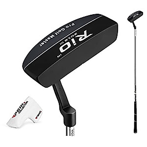 Golf Club Putter Men Right Hand Steel Rod Zinc Alloy Head R Stiffness Golf Putters Golf Practice with Golf Headcover (Black)