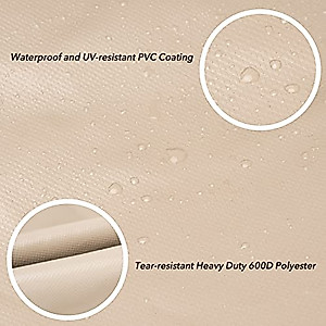 Stanbroil Fire Pit Cover for Solo Stove Bonfire, Outdoor Round Patio Fireplace Shelter Cover with Straps and Handle, Waterproof and Windproof, Beige