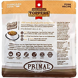 Primal Cupboard Cuts Freeze Dried Raw Cat Food & Dog Food Topper, Grain Free Meal Mixer for Dogs & Cat (Pork, 3.5 oz)