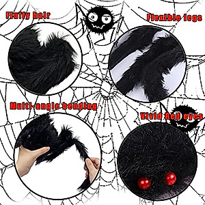 Halloween Giant Spider,Pack of 5 Fake Large Hairy Spiders,Realistic Black Spider for Halloween,Yard,Garden,Lawn,Outdoor & Indoor Decor(12'',12'',20'',24'',50'')