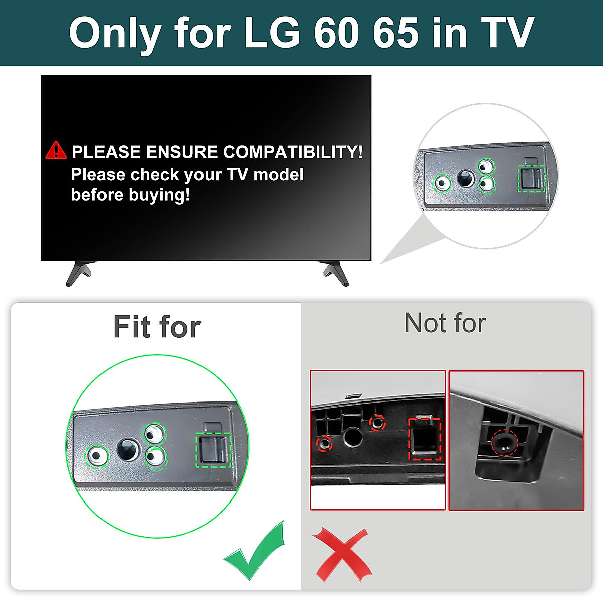 Stand for LG TV Legs, TV Legs for 60 65 in LG TV Stand 65UR8000 60UJ6050 60UK6090 60UM6900 60UM7200 60UN7000 60UN7000PUB 65UK7700 65UM6900 65UM7400 65UM7650 65UN6950 65UN6955ZUF 65UN8500 65UN8050