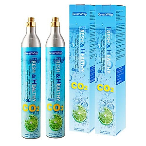 GreatWhip 60L CO2 Cylinder For Sodastream, Exchange Carbonator Compatible With SodaMaker Appliances, Set of 2