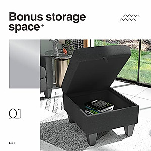 Sunrise Coast Sectional L Shaped Sofas & Couches with Ottoman Modular Convertible 3 Seat Sofas for Living Room Small Apartment, Couches with Storage Space, Dark Gray