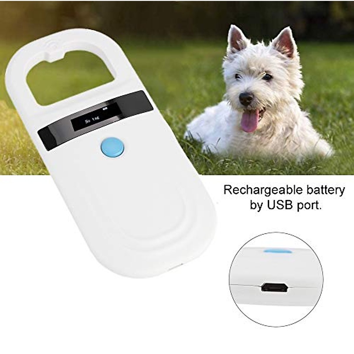 Microchip Reader RFID 134.2Khz, Pet ID Microchip Scanner with 0.91 Inch High Brightness OLED Display and Rechargable by Type-C for Animal Tracking