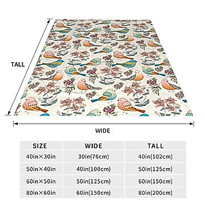 Bird-Blanket Super Soft Throw Blanket for Couch Bed Sofa Cozy Flannel Fuzzy Blanket Plush Throw Blankets for Women Men Gifts Travel Blanket for All Seasons, 40"x30"