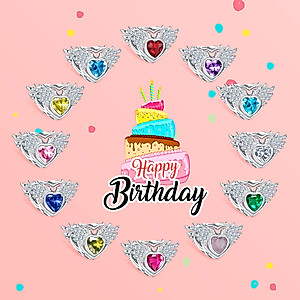NINGAN January Birthstone Charms for Pandora Charms Bracelet, Angel Wings 925 Sterling Silver Love Heart Bead Pendant Birthday Christmas Jewelry Gift for Women