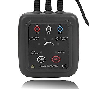Wisoqu Phase Rotation Monitor Magnetic Base Phase Meter Phase Sequence Meter AC 70-1000V